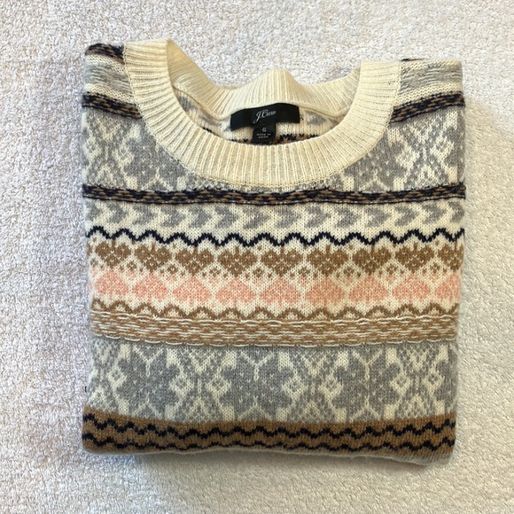 J. Crew | Sweaters | J Crew Wool Blend Cropped Fair Isle Stripe Sweater ...